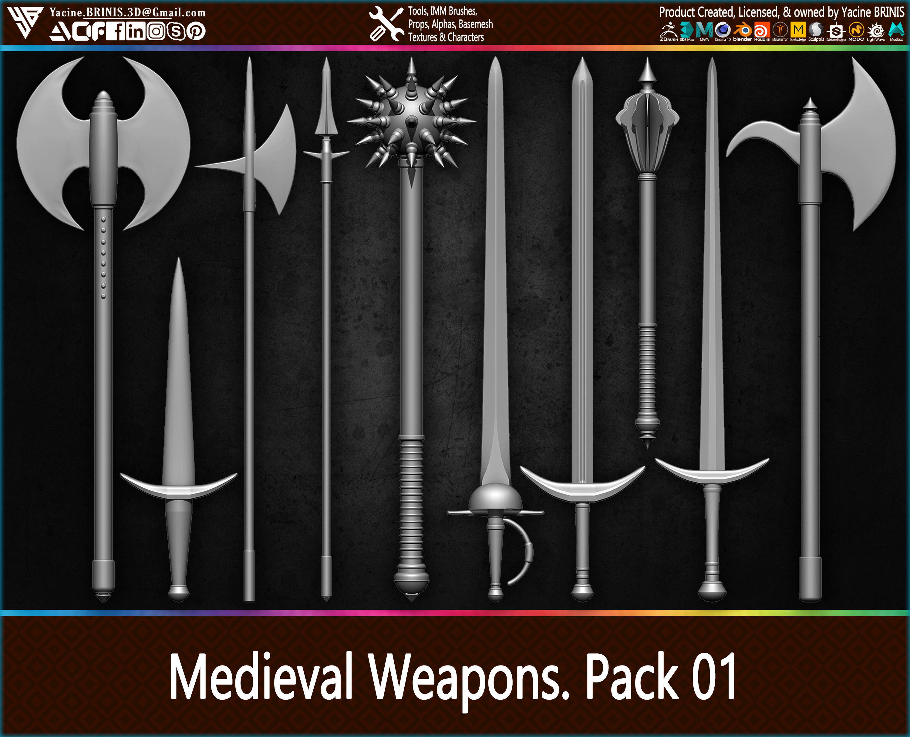 3D model Medieval Weapons Pack 01 VR / AR / low-poly | CGTrader