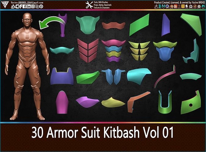 3D model 30 Armor Suit Kitbash Vol 01 VR / AR / low-poly | CGTrader