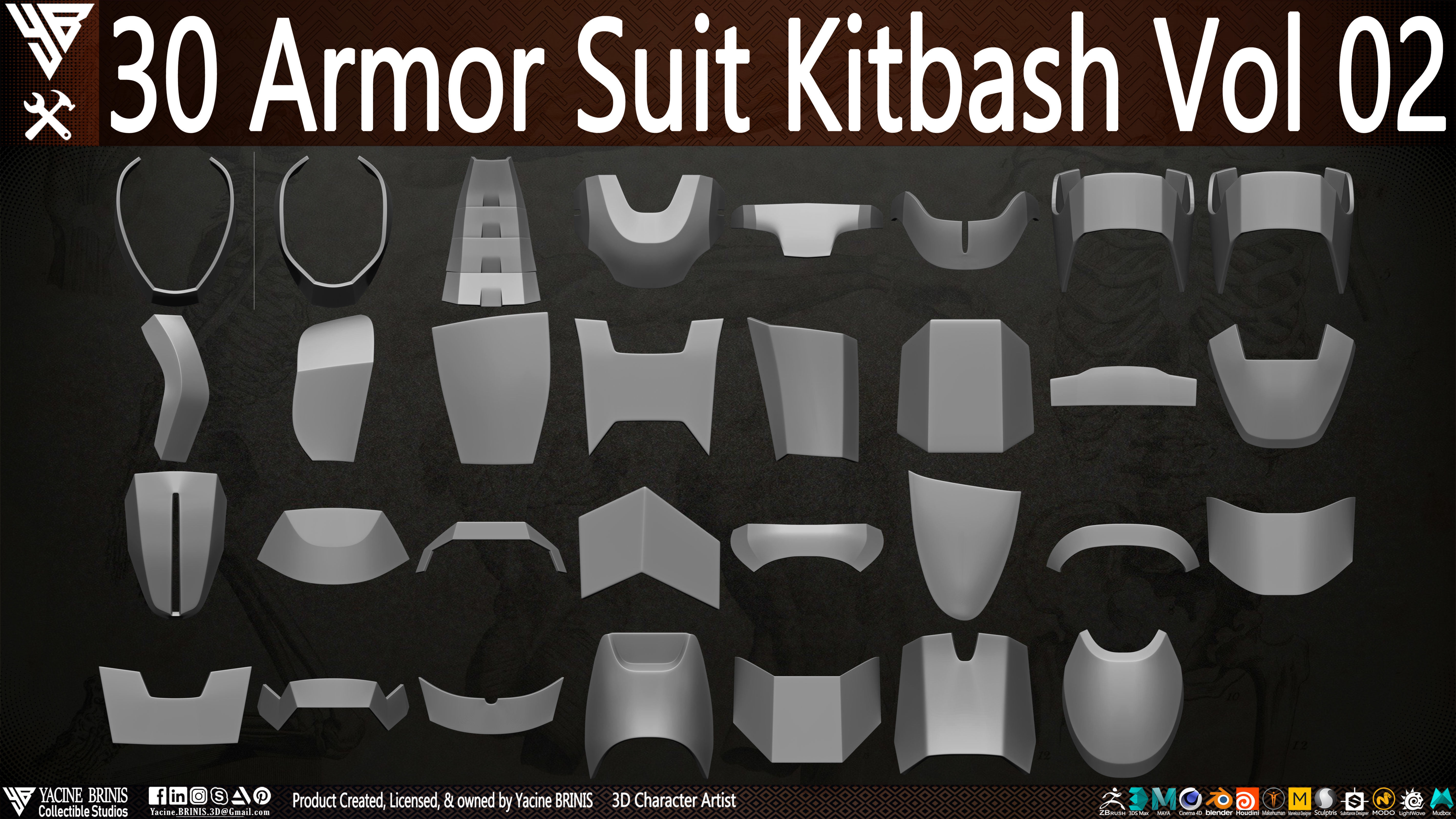 3D model 30 Armor Suit Kitbash Vol 02 VR / AR / low-poly | CGTrader