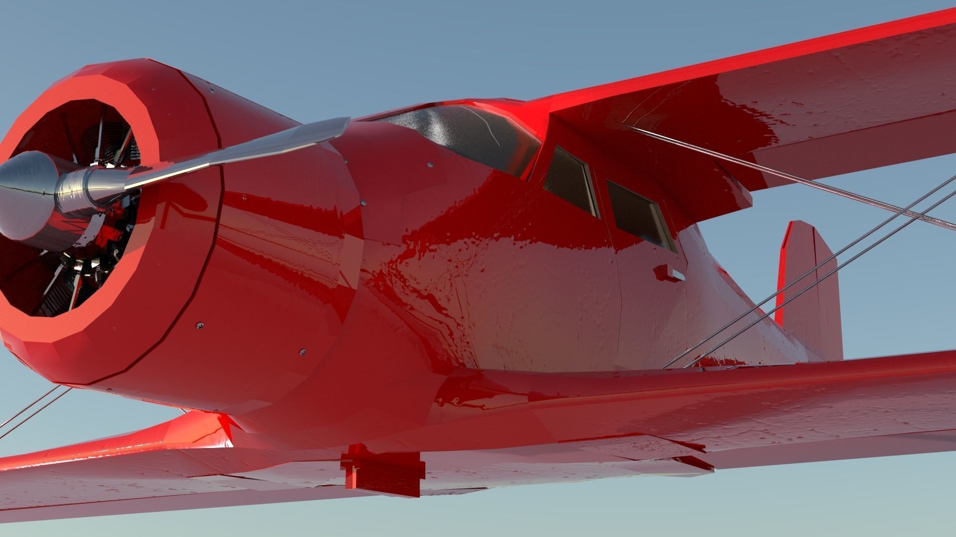 Airplane Beechcraft Model 17 Staggerwing free VR / AR / low-poly 3D model rigged | CGTrader