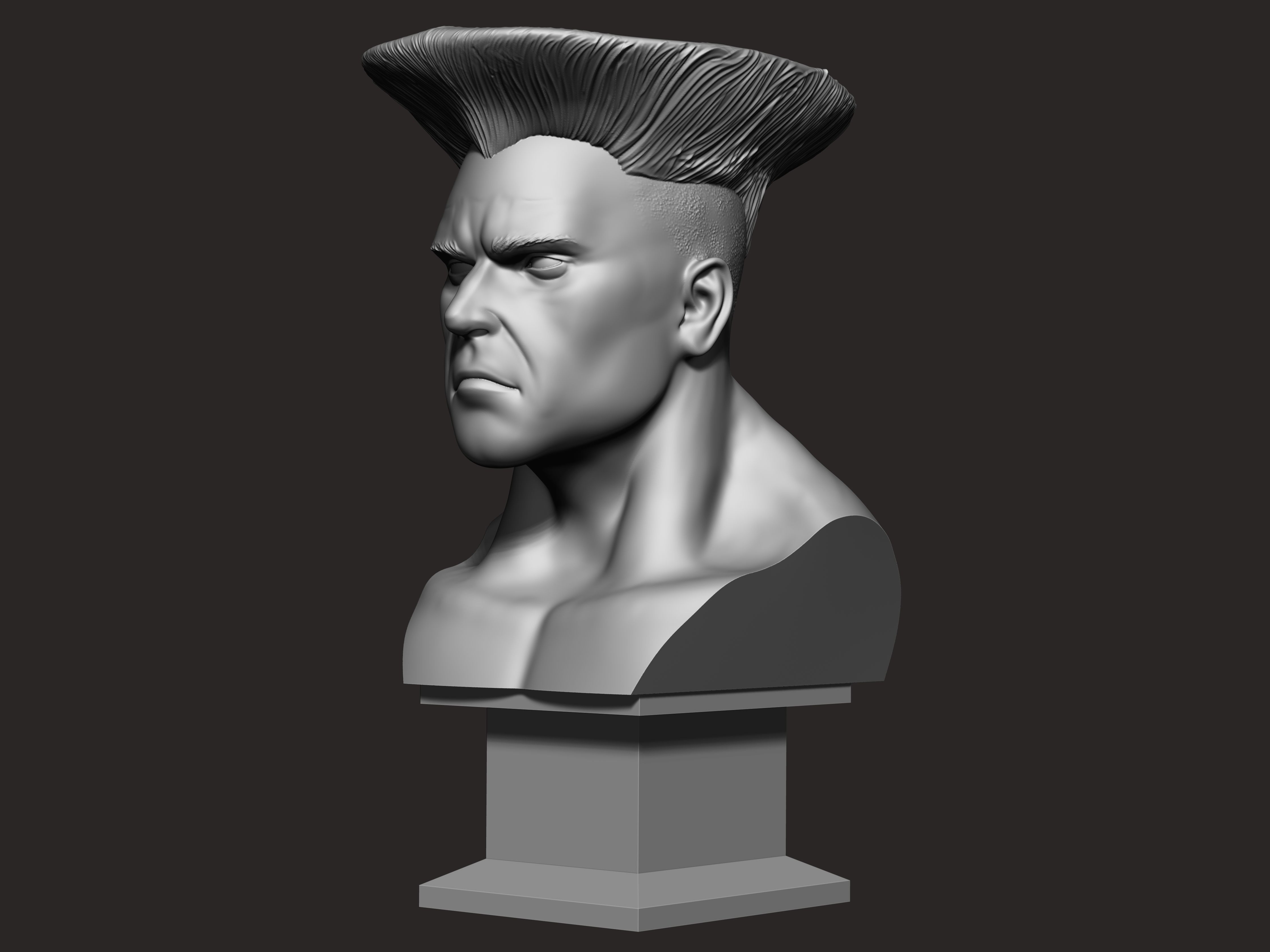 Guile 3D print bust of man with mohawk 3D model 3D printable | CGTrader