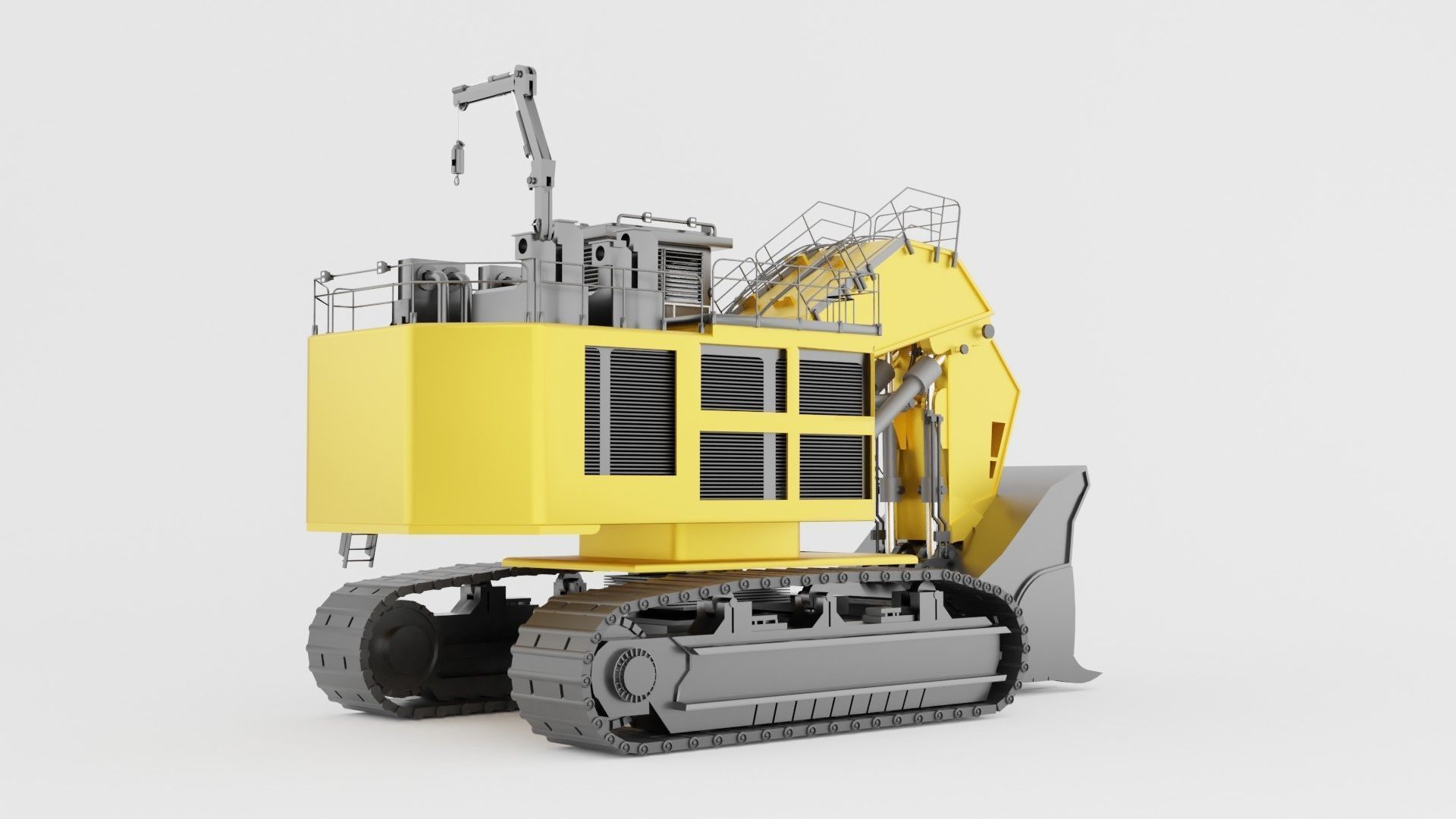 3D model Mining excavator machine of yellow color on white background ...