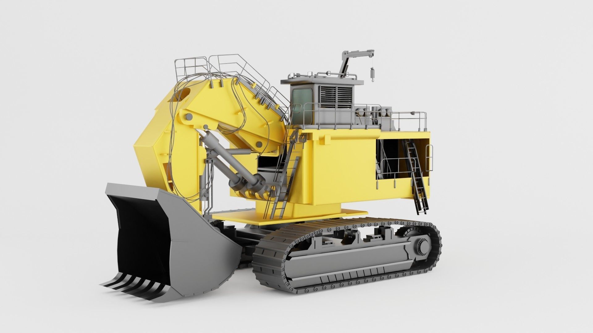 3D model Mining excavator machine of yellow color on white background ...