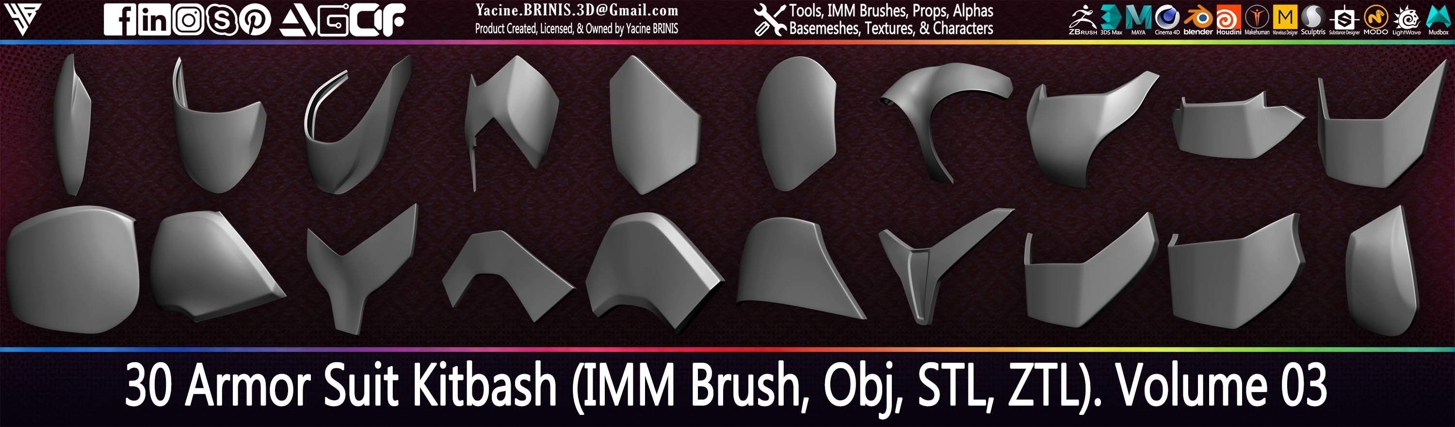 3D model 30 Armor Suit Kitbash Vol 03 VR / AR / low-poly | CGTrader