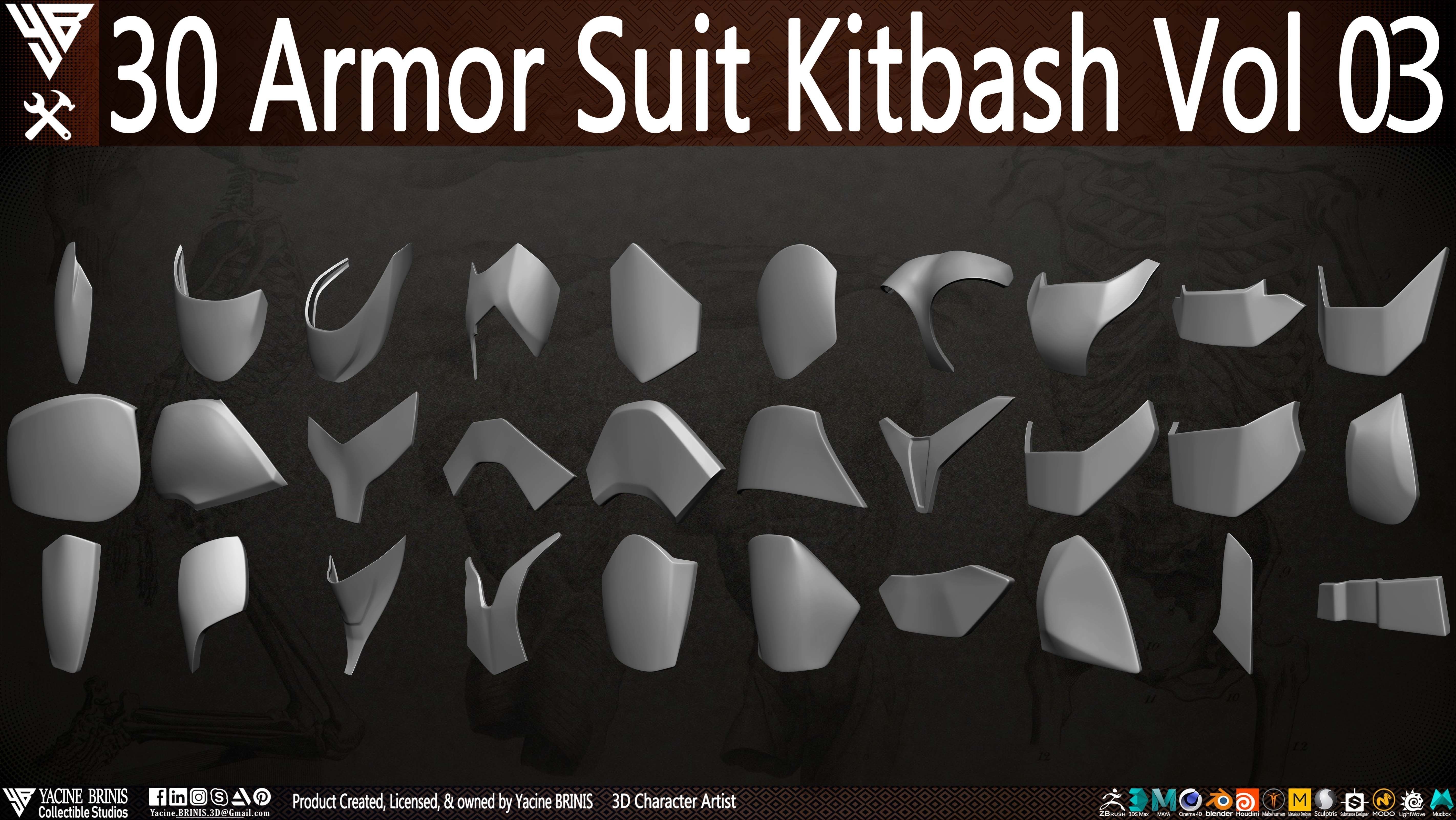 3D model 30 Armor Suit Kitbash Vol 03 VR / AR / low-poly | CGTrader