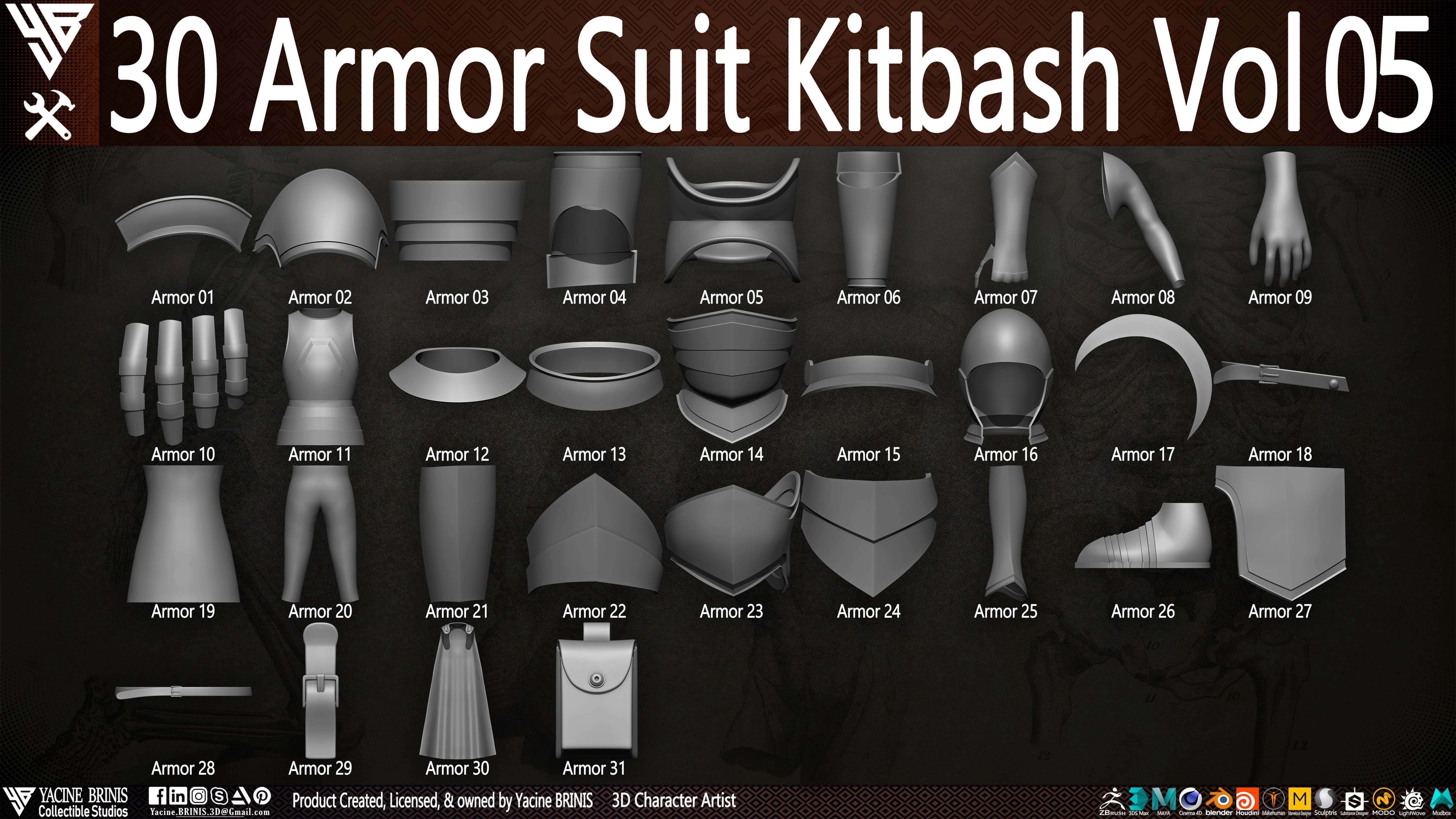 3D model 30 Armor Suit Kitbash Vol 05 VR / AR / low-poly | CGTrader