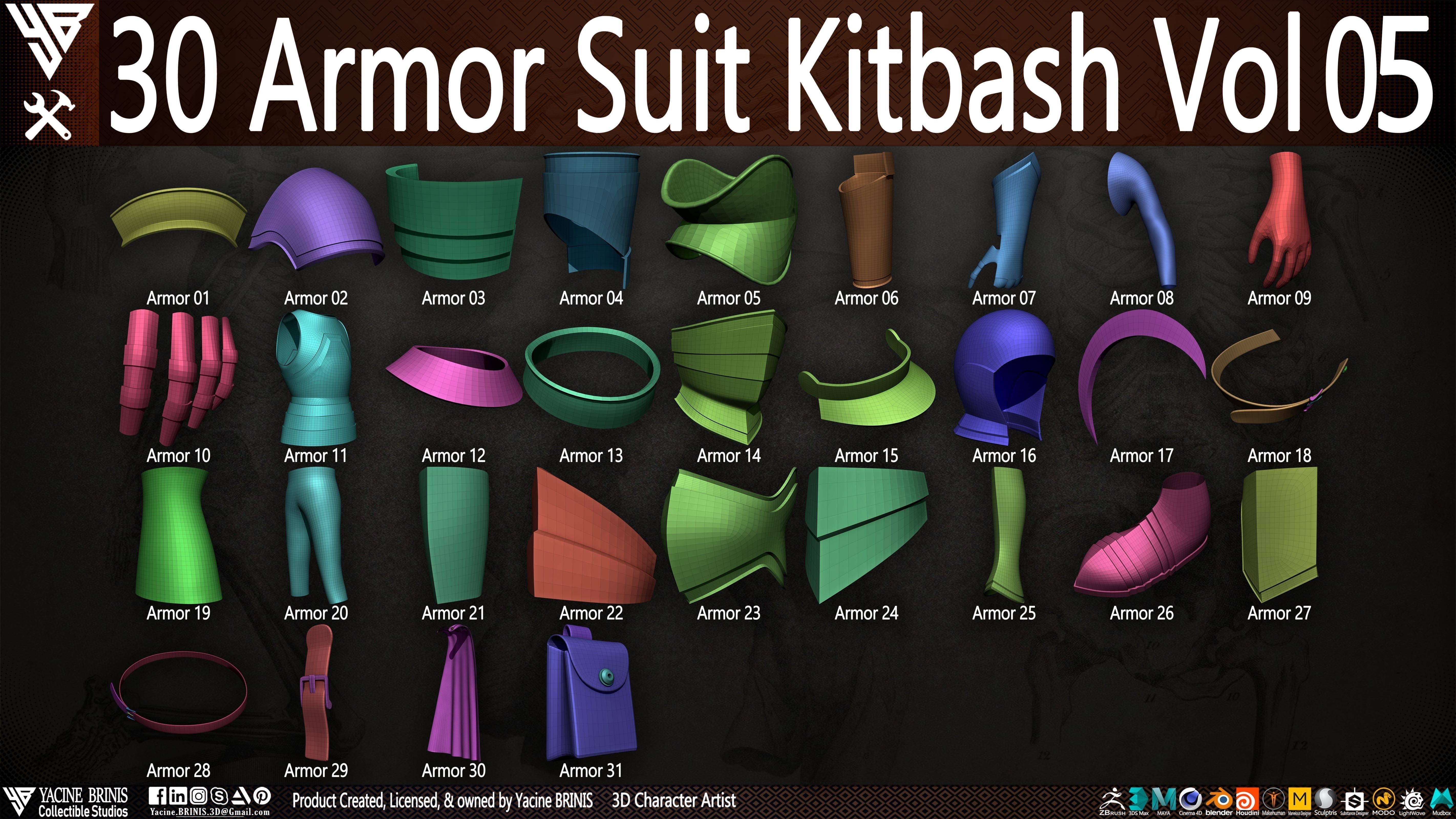 3D model 30 Armor Suit Kitbash Vol 05 VR / AR / low-poly | CGTrader