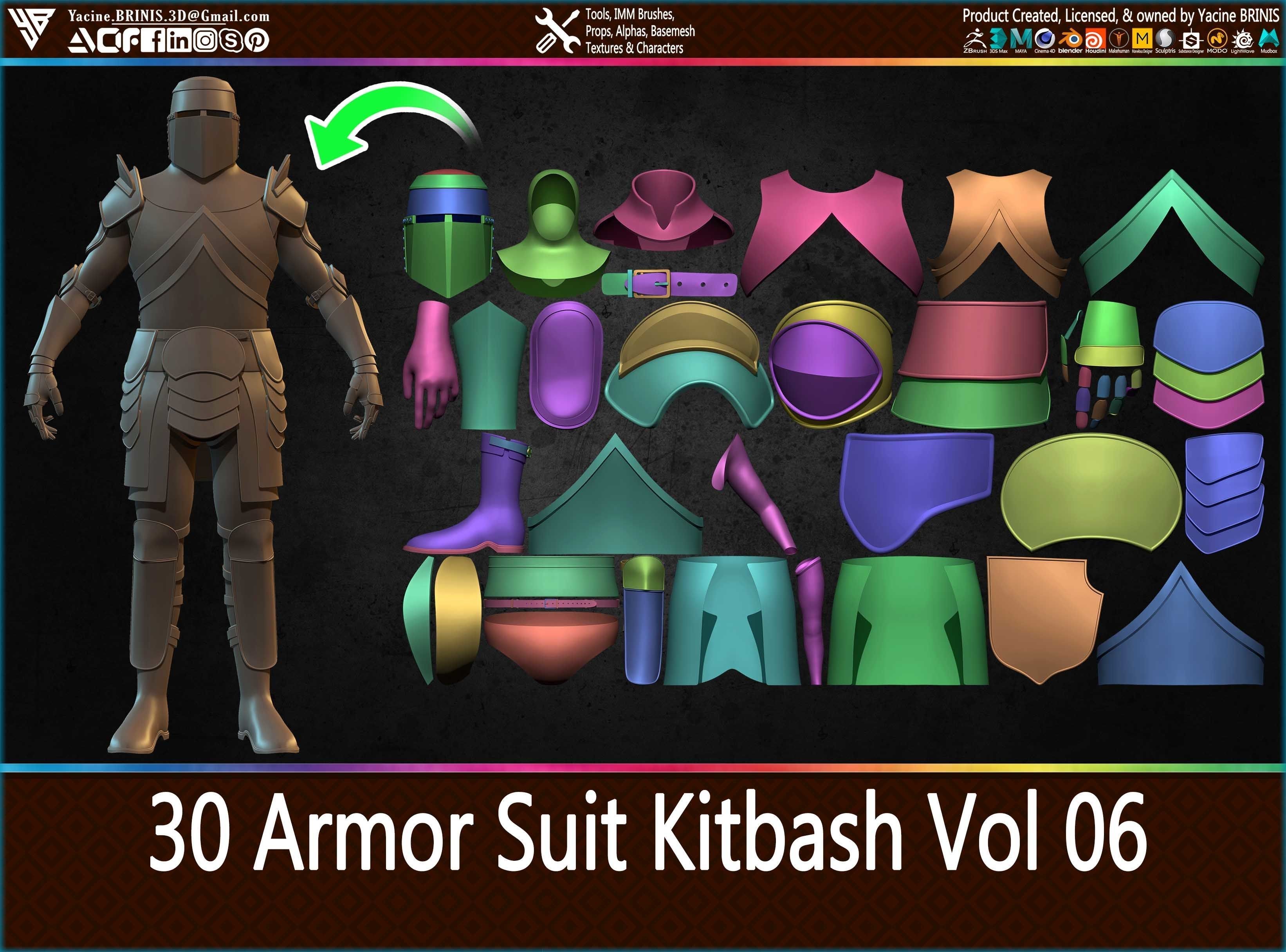 3D model 30 Armor Suit Kitbash Vol 06 VR / AR / low-poly | CGTrader