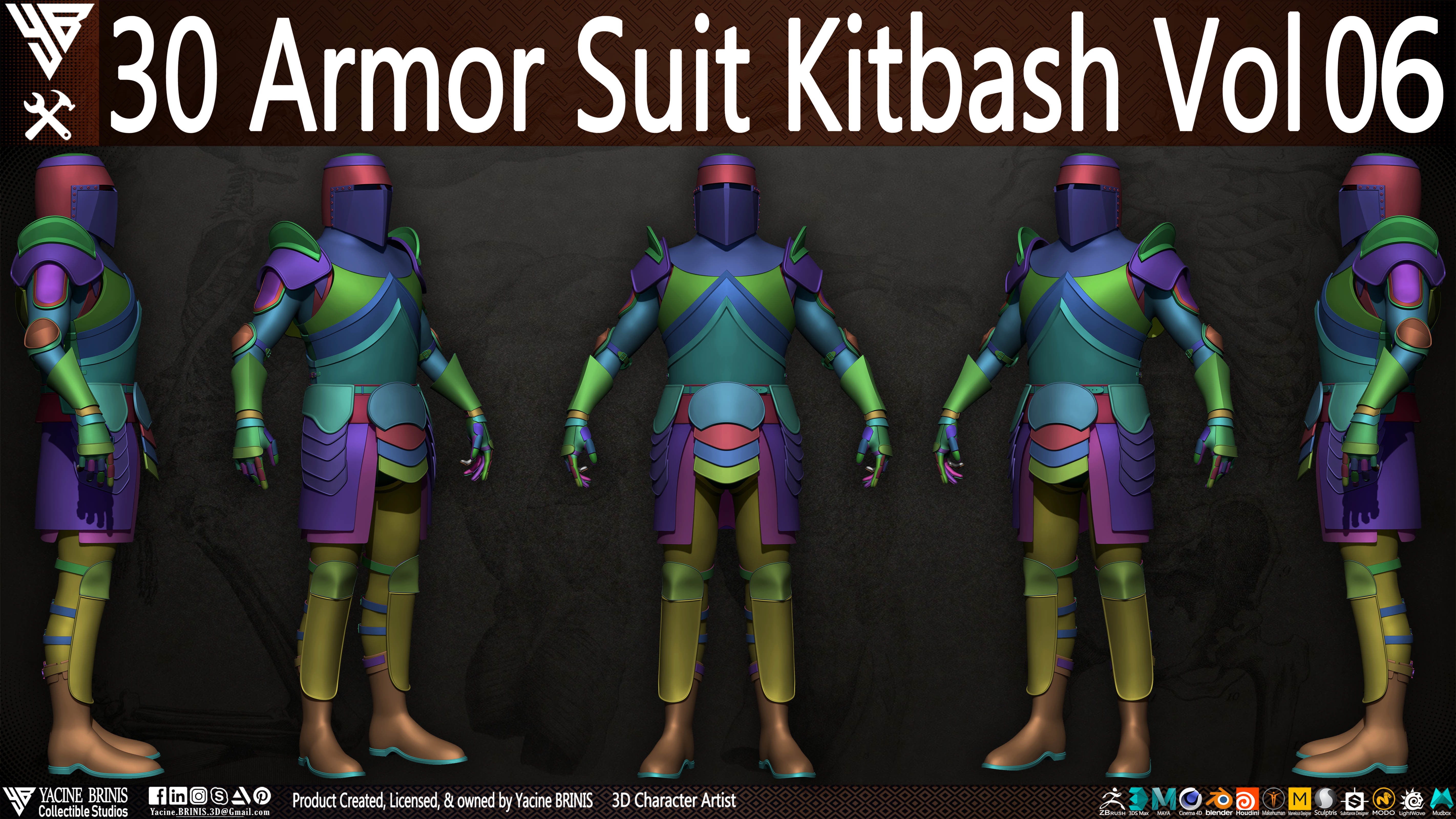 3D model 30 Armor Suit Kitbash Vol 06 VR / AR / low-poly | CGTrader