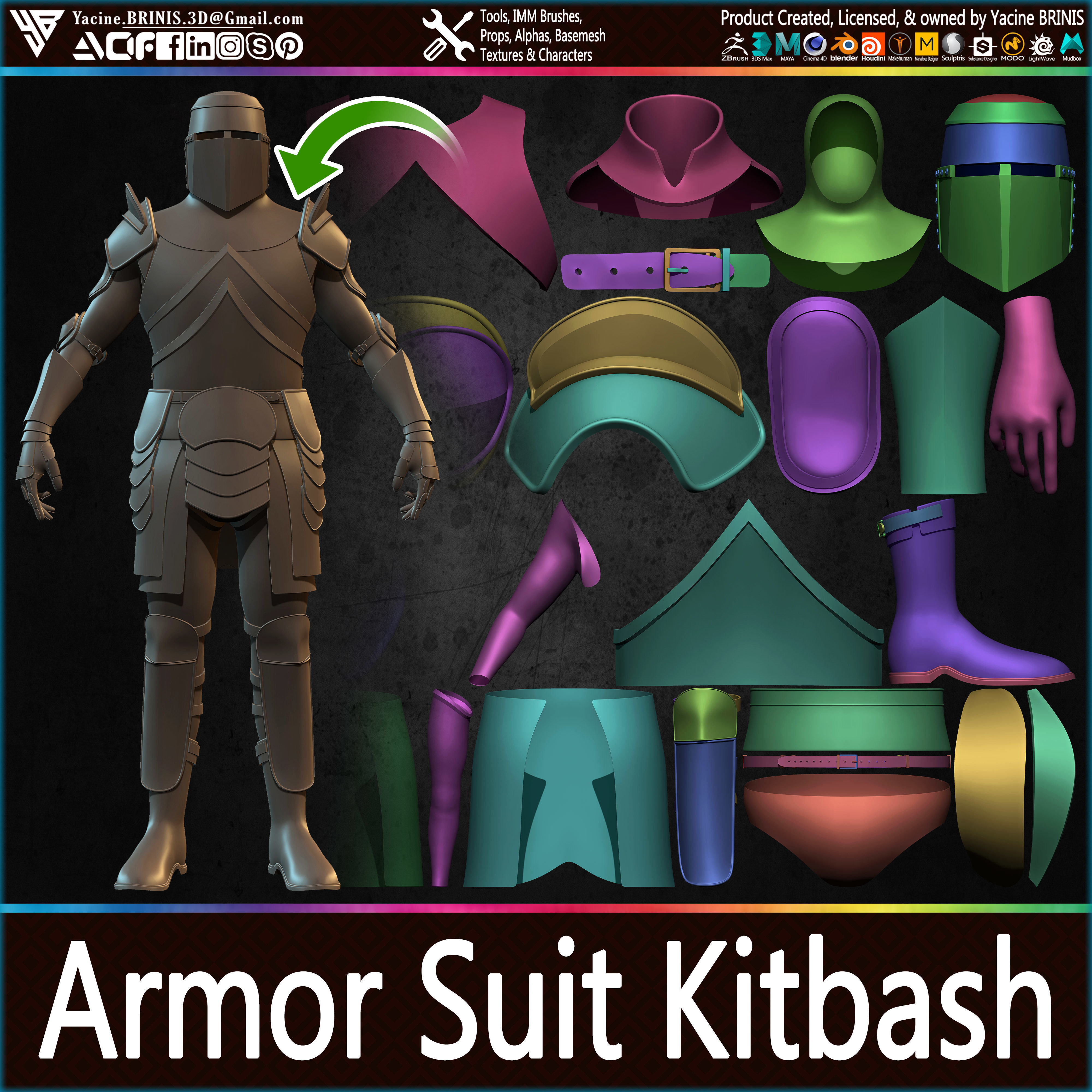 3D model 30 Armor Suit Kitbash Vol 06 VR / AR / low-poly | CGTrader