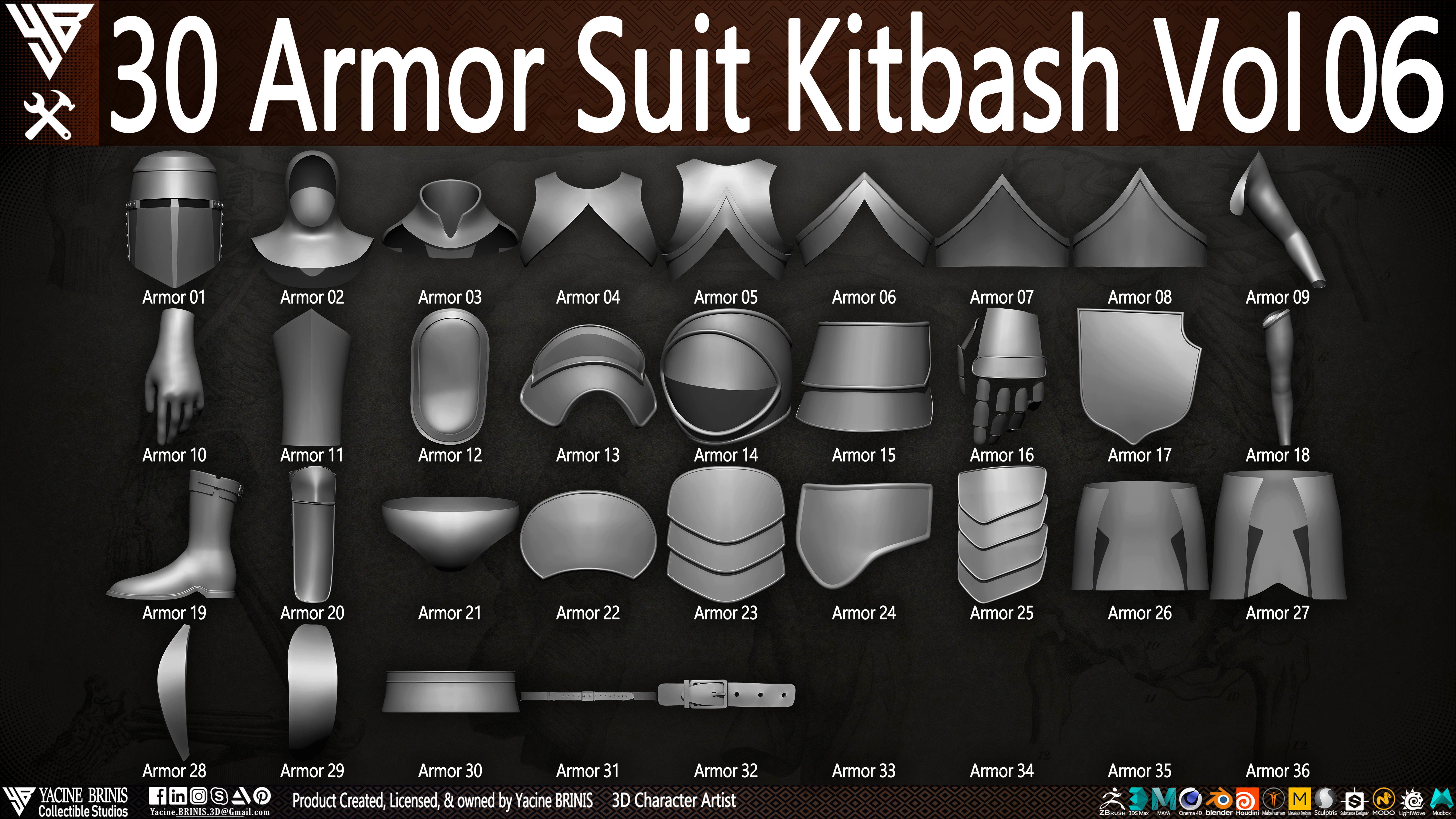 3D model 30 Armor Suit Kitbash Vol 06 VR / AR / low-poly | CGTrader
