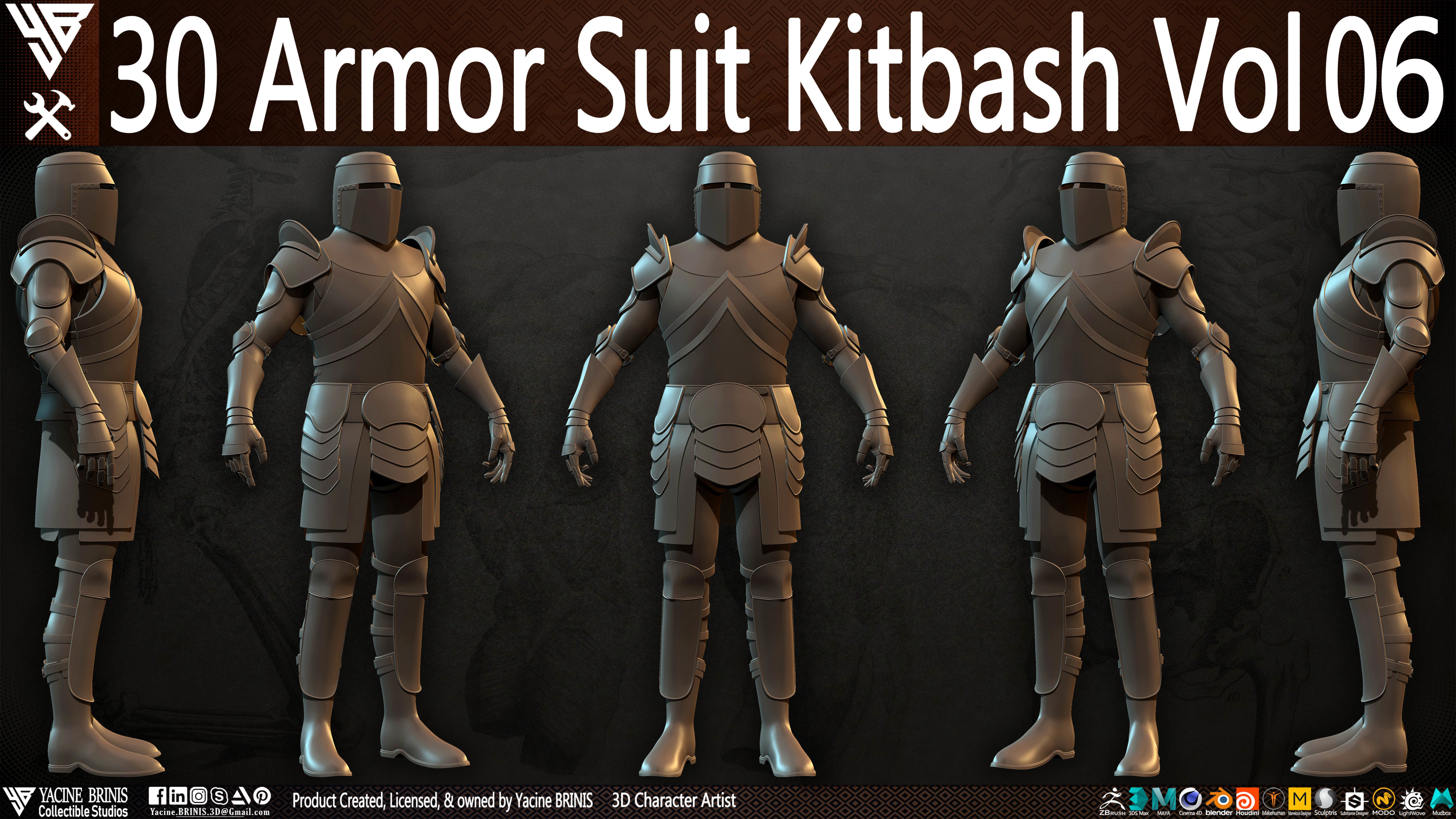 3D model 30 Armor Suit Kitbash Vol 06 VR / AR / low-poly | CGTrader
