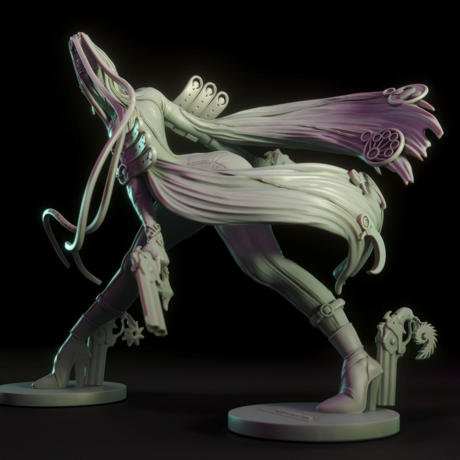 Bayonetta female figure holding gun 3D model 3D printable | CGTrader