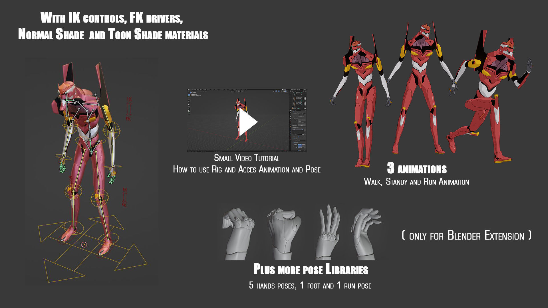 3D model Rigged EVA 02 Unit Neon Genesis Evangelion Low-poly VR / AR ...
