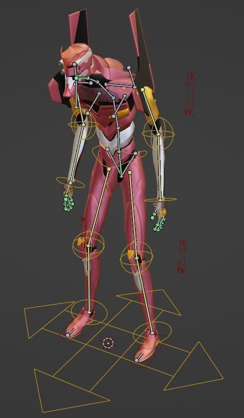 3D model Rigged EVA 02 Unit Neon Genesis Evangelion Low-poly VR / AR ...