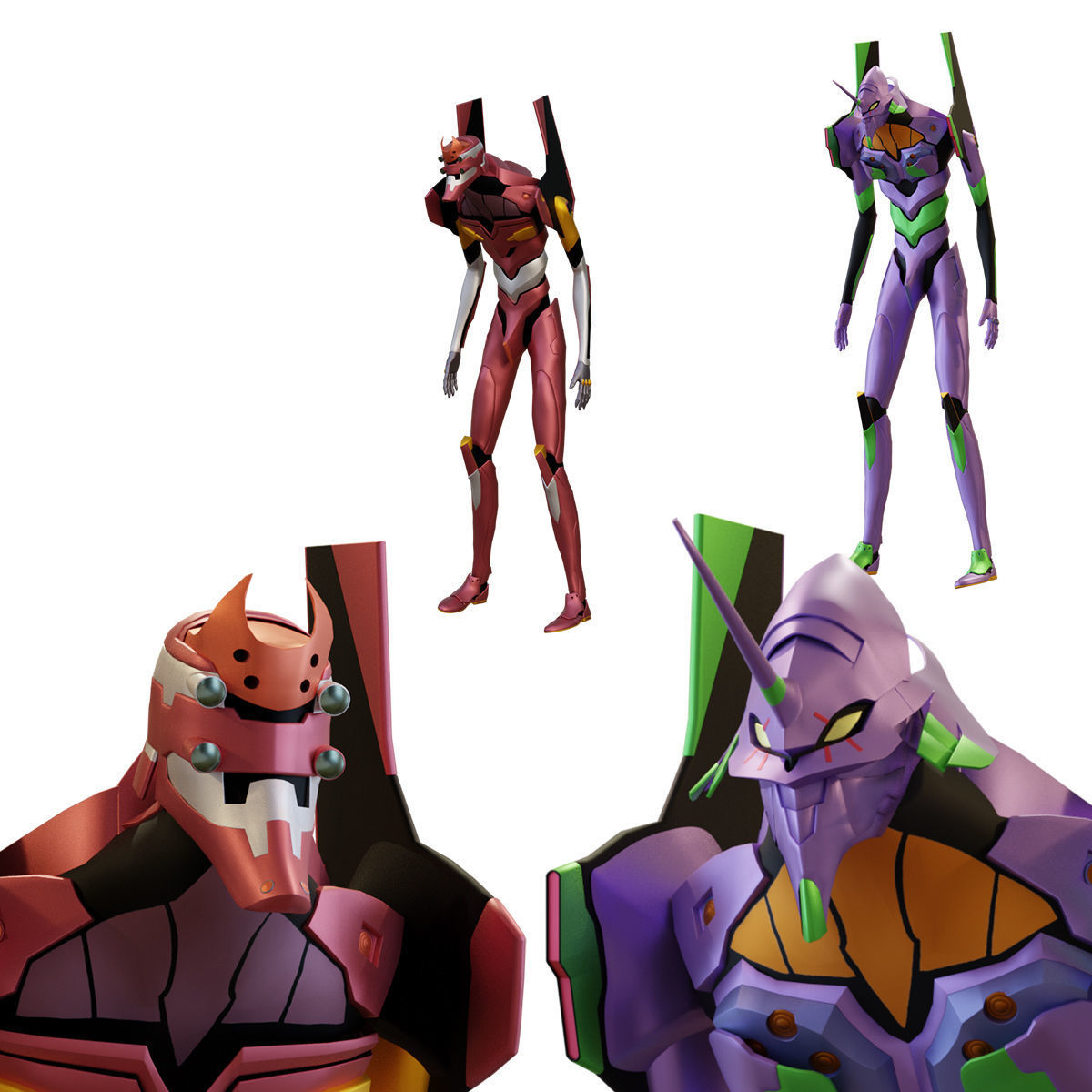 3D Model Collection Rigged EVA 01 plus EVA 02 from Neon Genesis ...