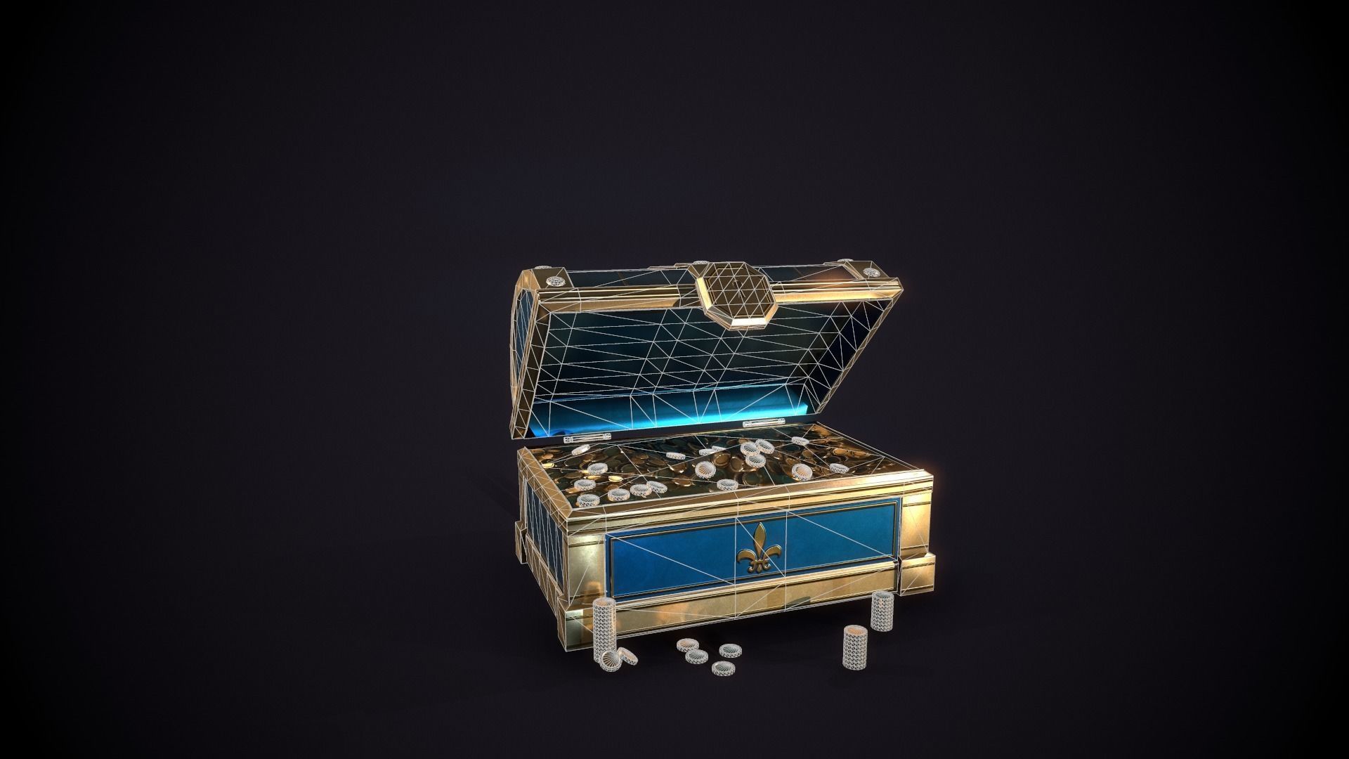 3D model Tresure Chest - BLUE VR / AR / low-poly | CGTrader
