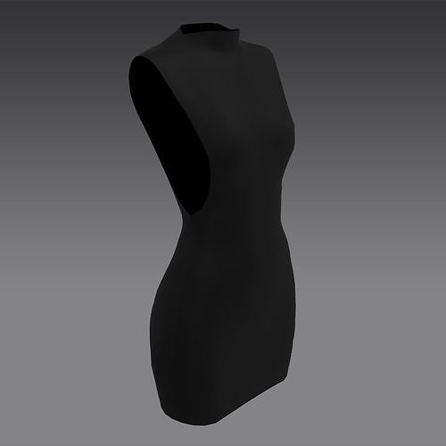 DRESS BASIC COLOR BLACKMODERN ELEGANCE 3D model | CGTrader