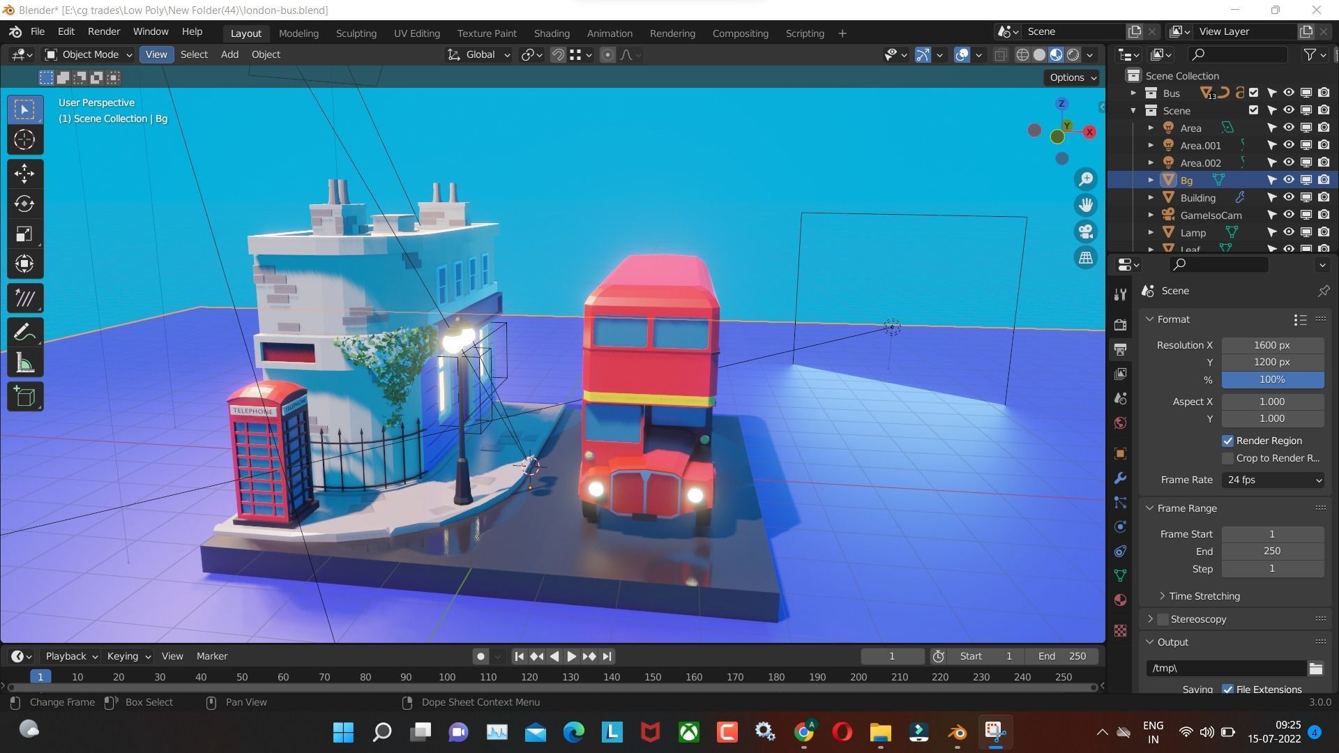 3D model London bus 3d model Render in blender VR / AR / low-poly ...