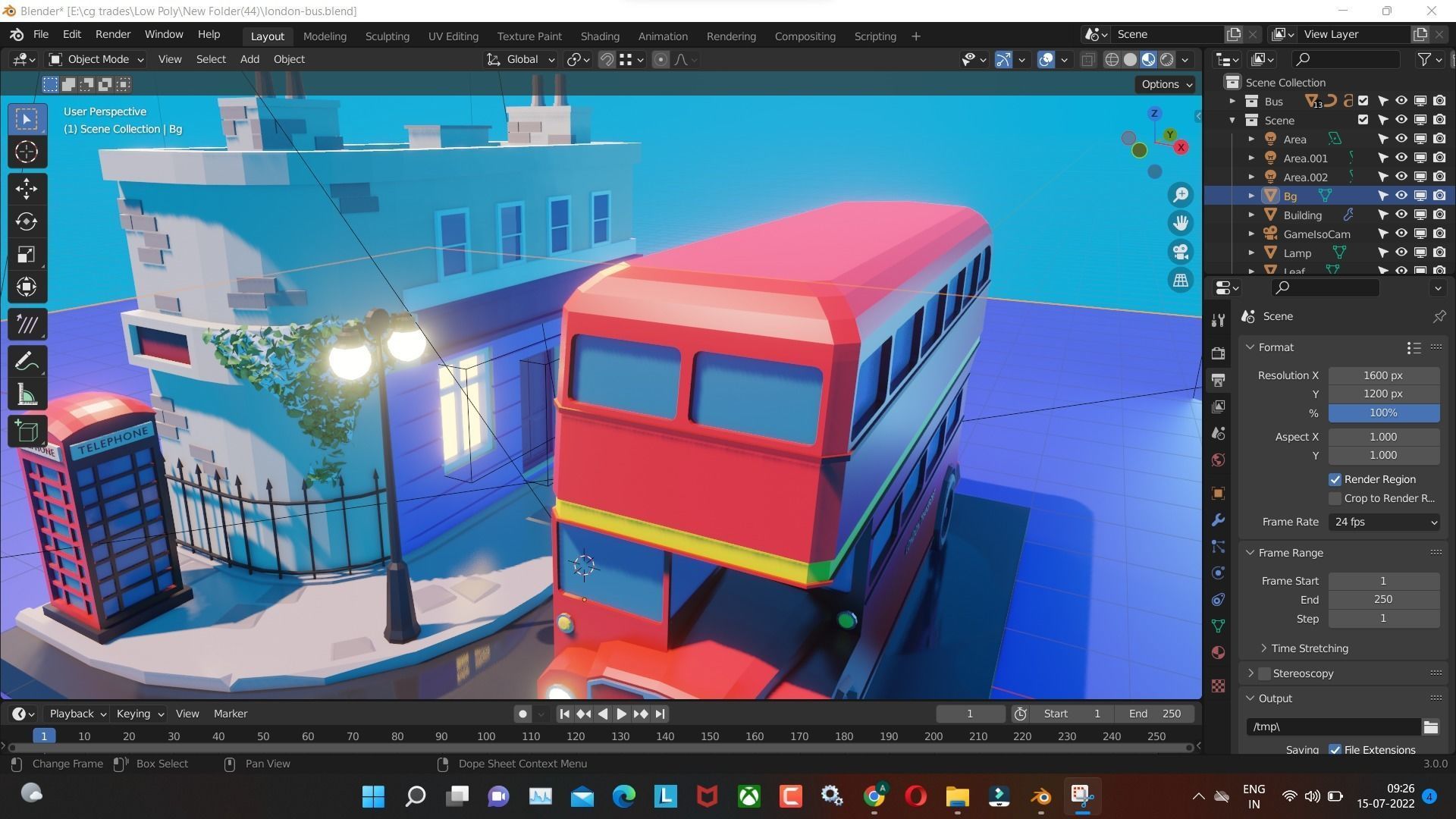 3D model London bus 3d model Render in blender VR / AR / low-poly ...