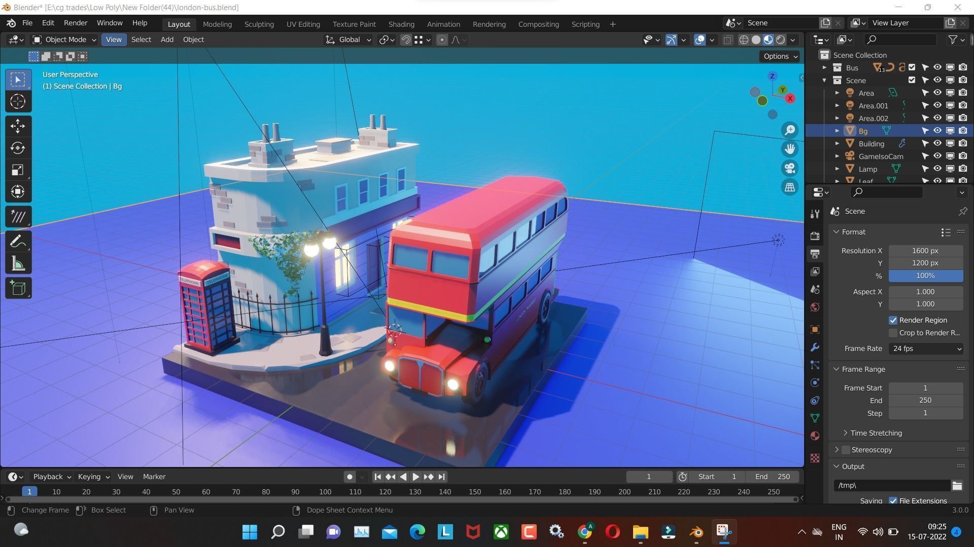3D model London bus 3d model Render in blender VR / AR / low-poly ...