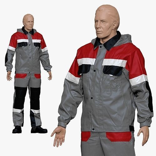 3D model 001156 engineering suit light gray VR / AR / low-poly | CGTrader