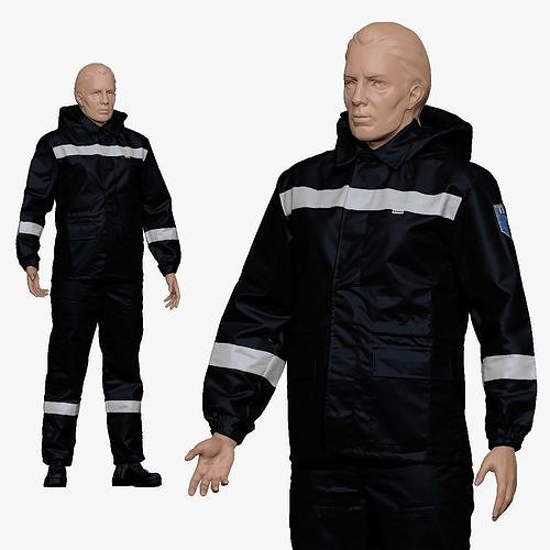 3D model 001157 engineering suit black white VR / AR / low-poly | CGTrader
