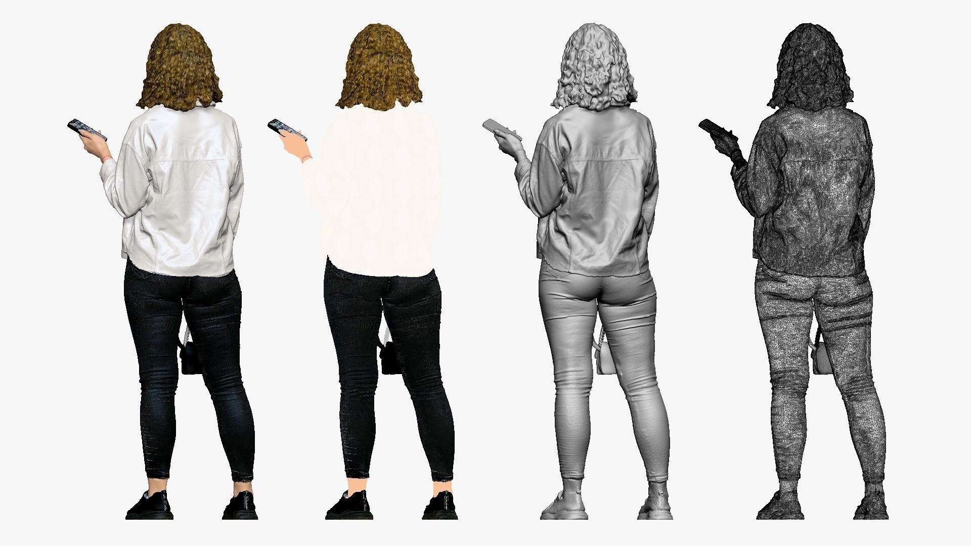 001255 woman in white top red hairs phone in hand 3dp 3D model 3D printable | CGTrader