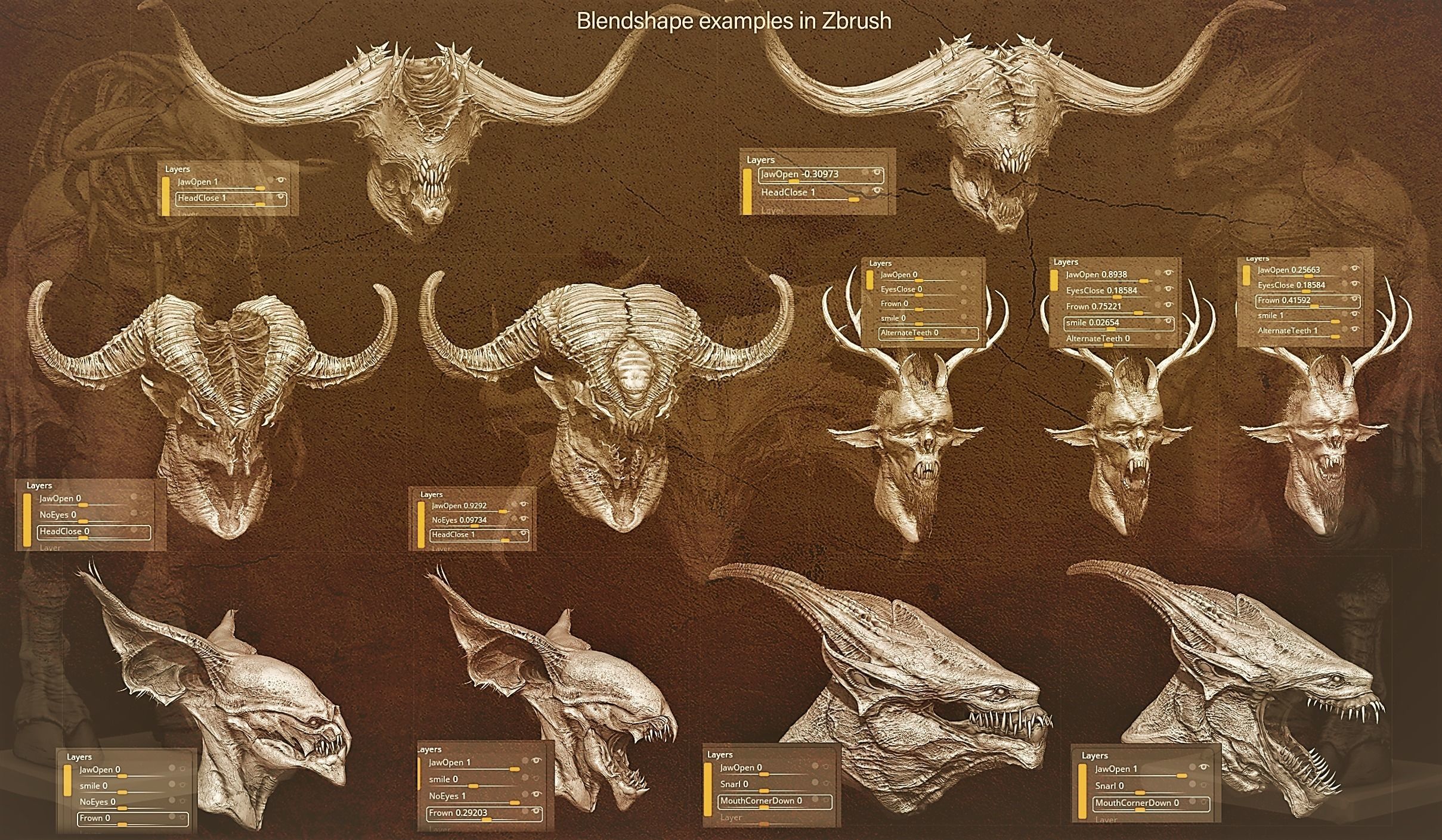 DEMON part one 52 Heads with Blendshapes 3D model | CGTrader