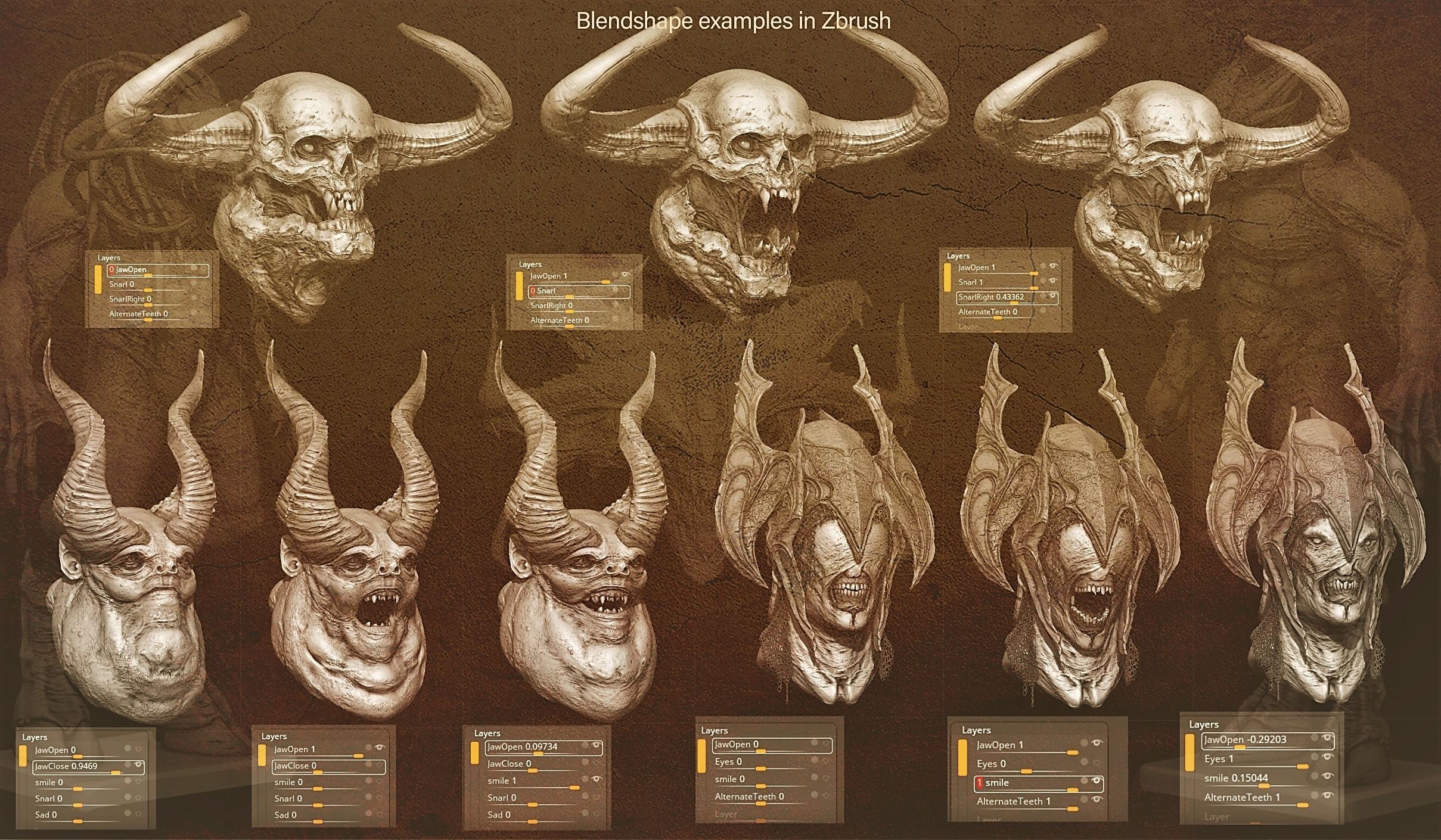 DEMON part one 52 Heads with Blendshapes 3D model | CGTrader