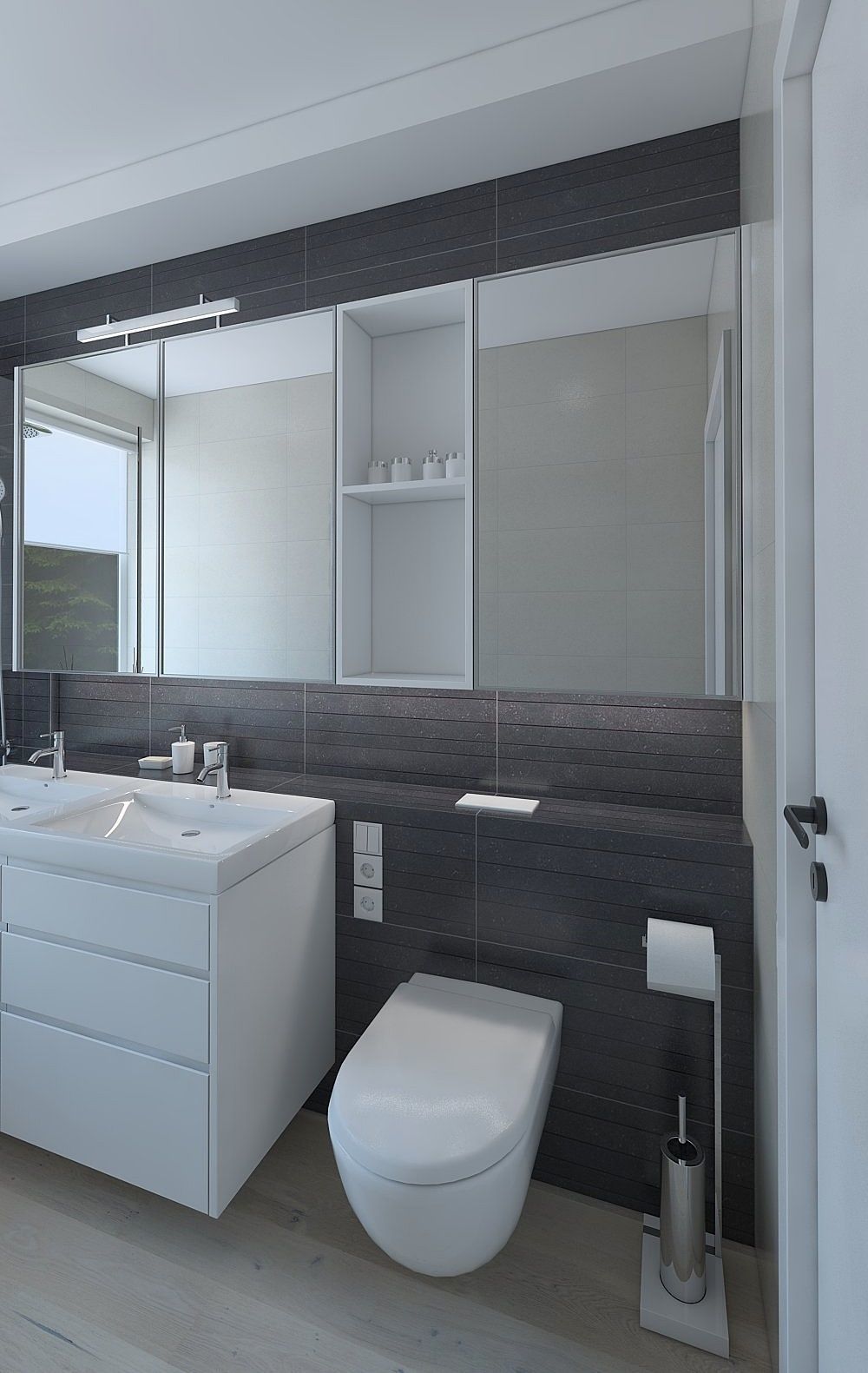 Amazing bathroom with dark mozaik tiles 3D model | CGTrader