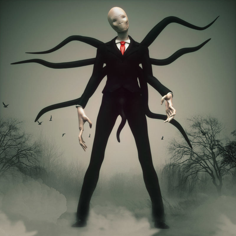 Skinnyman slender man with tentacles 3D model rigged | CGTrader