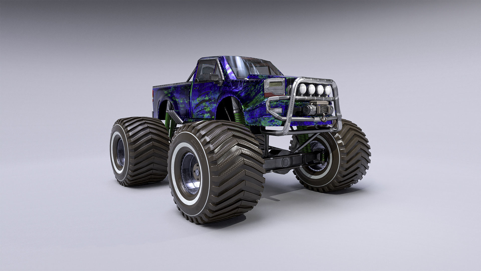 3D model Monster Truck Full Rig Unity and Unreal Engine 4 VR / AR / low ...