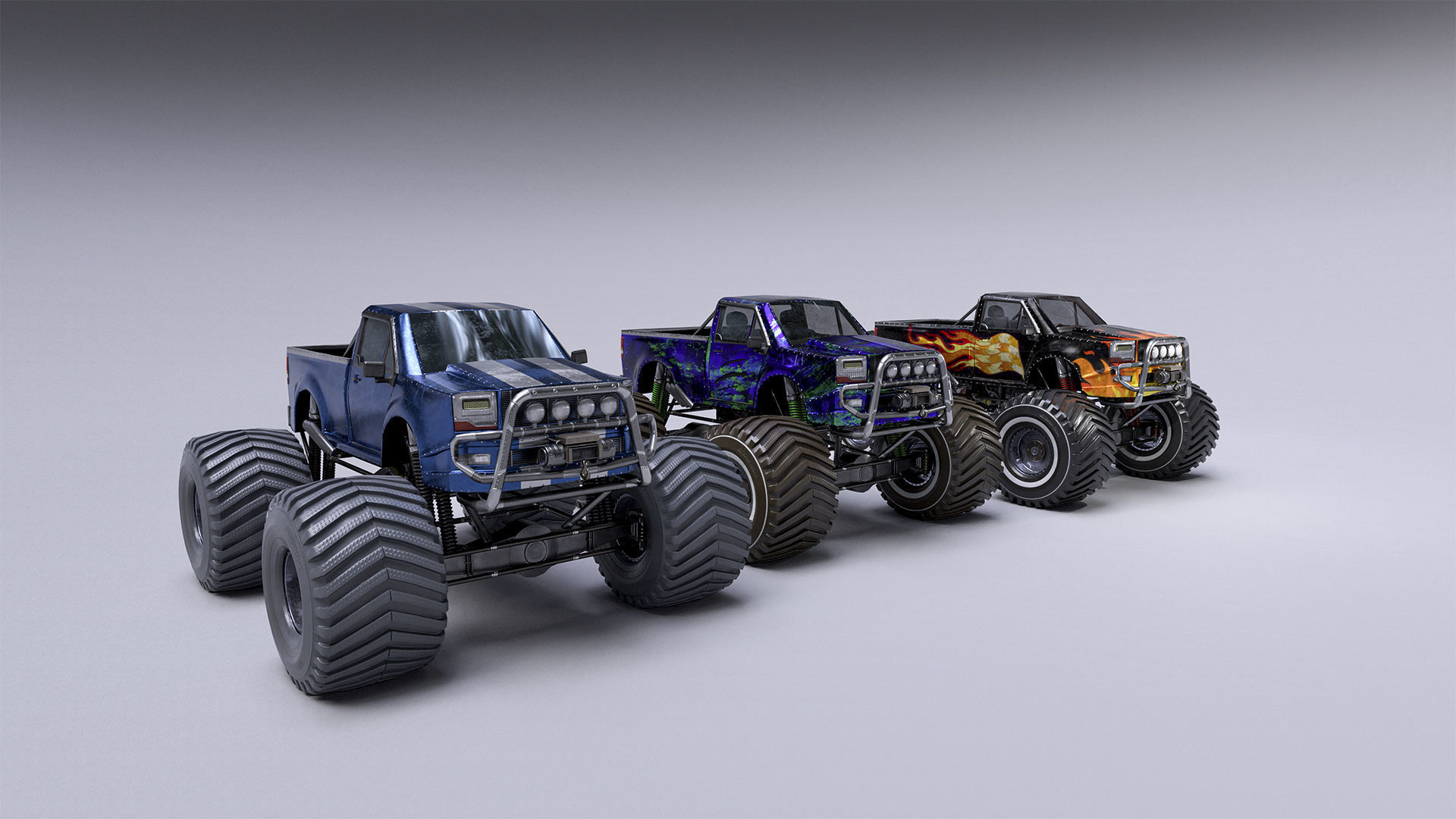 3D model Monster Truck Full Rig Unity and Unreal Engine 4 VR / AR / low ...
