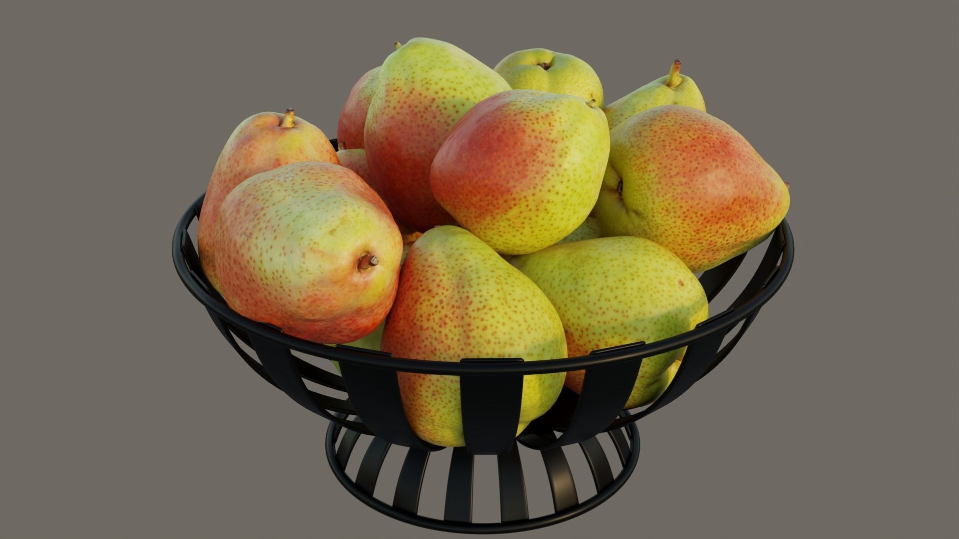 Stripe Fruit Bowl with cheeky pear 3D model | CGTrader