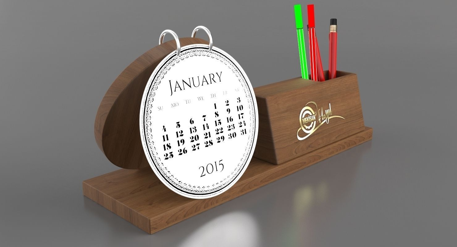 Wooden Desktop Calendar 3D model | CGTrader