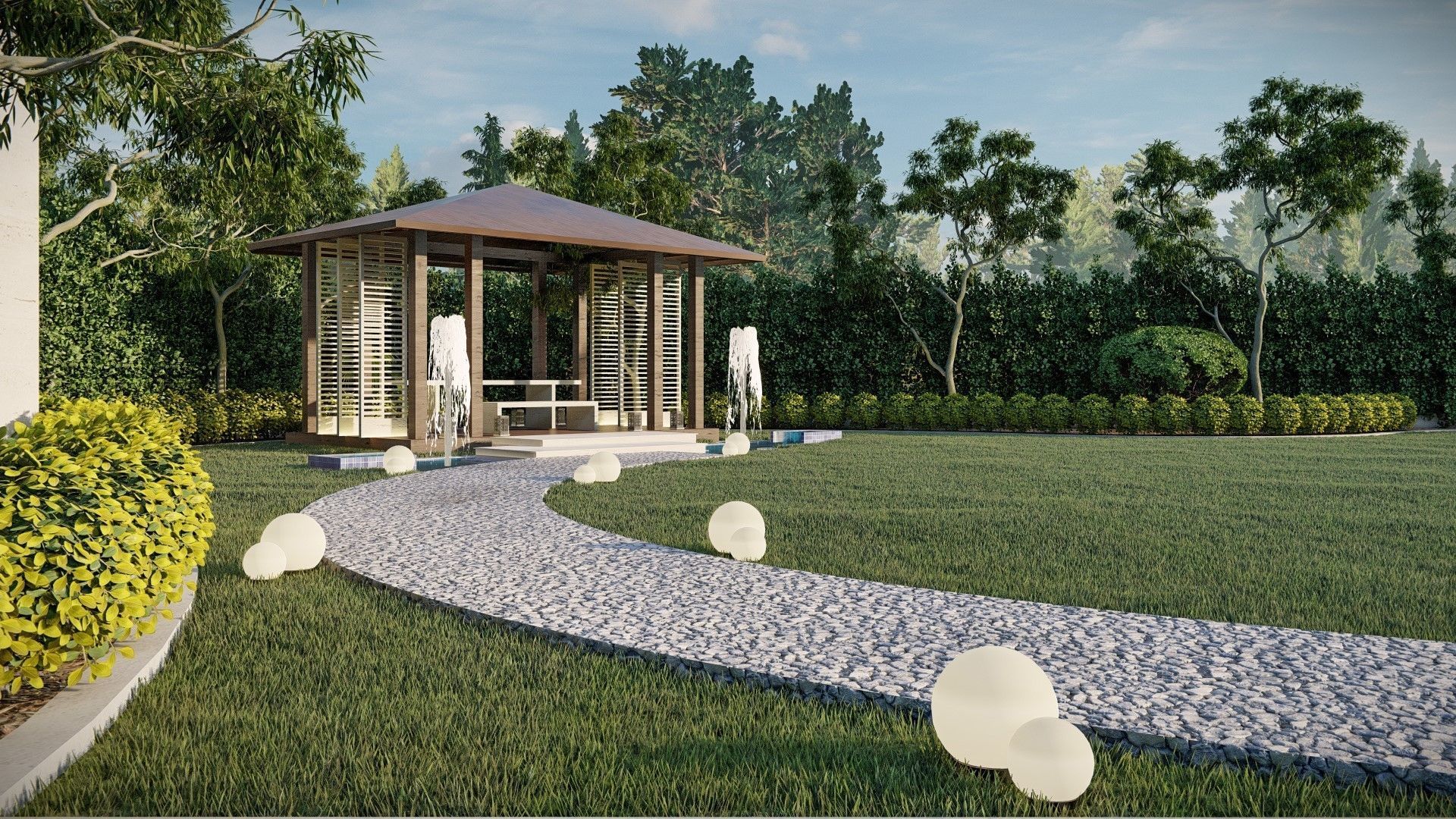 3D model Luxury garden plant of contemporary house VR / AR / low-poly ...