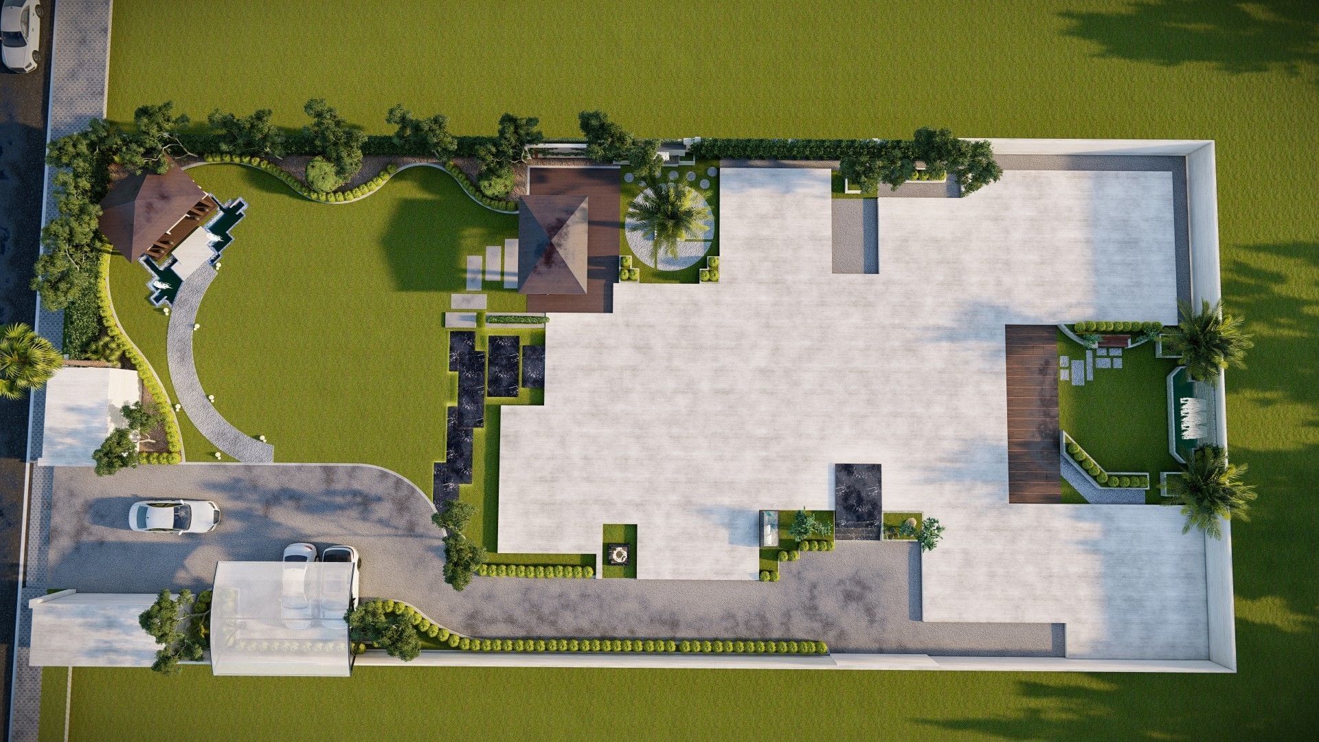 3D model Luxury garden plant of contemporary house VR / AR / low-poly ...