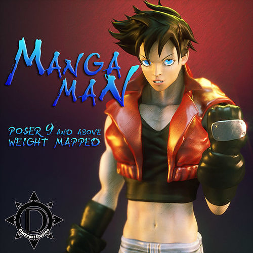 Manga Man 3D model rigged | CGTrader