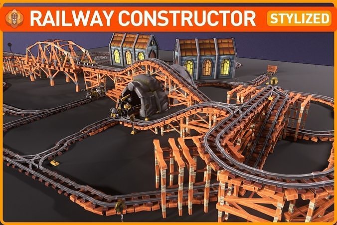 3D model Stylized Railway Modular Constructor VR / AR / low-poly | CGTrader