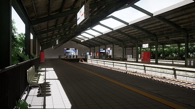 3D model Japanese Railway Station - Realistic Environment VR / AR / low ...
