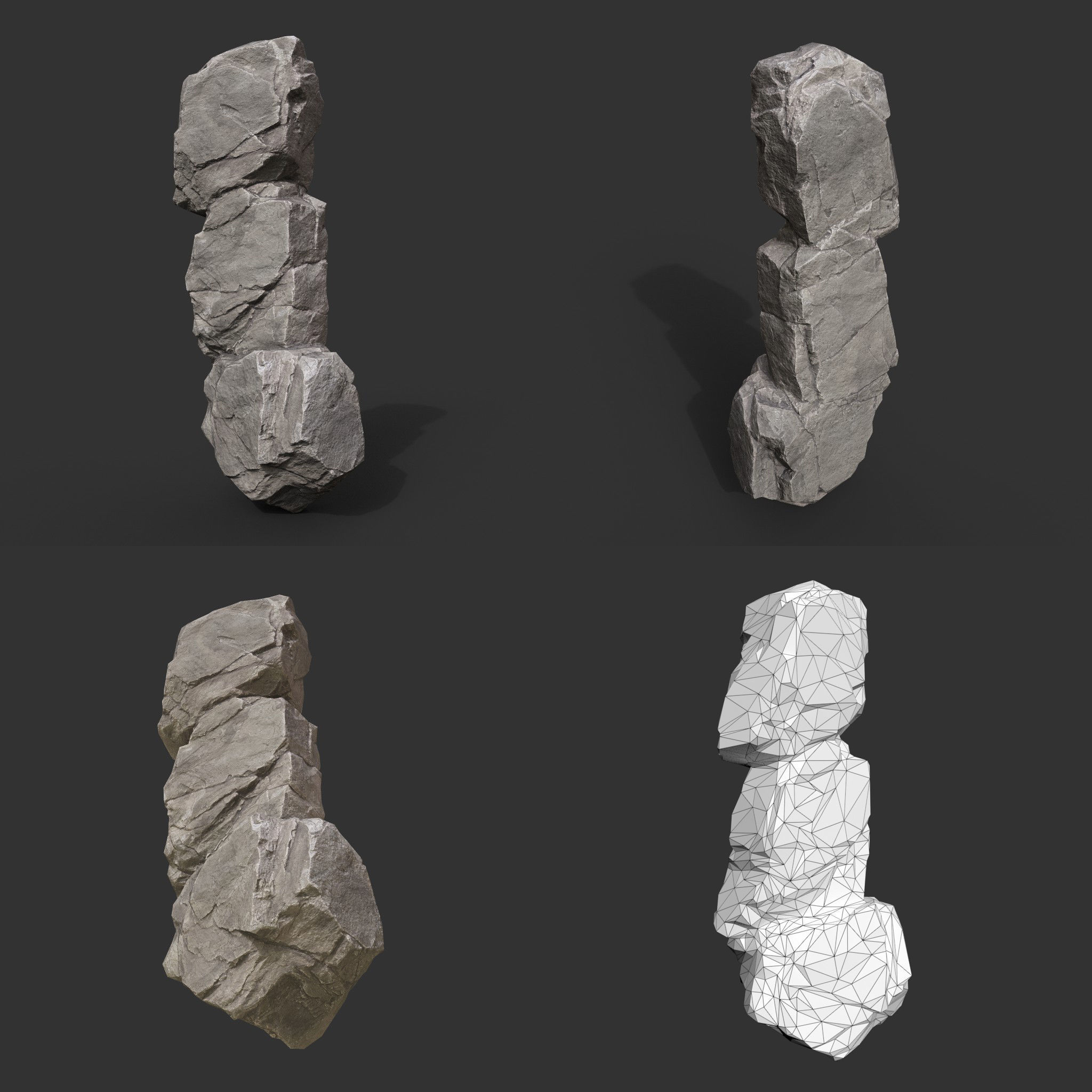 3D model Gray Vertical Rock Modular 221120 - Ultra HD 16K Texture VR ...