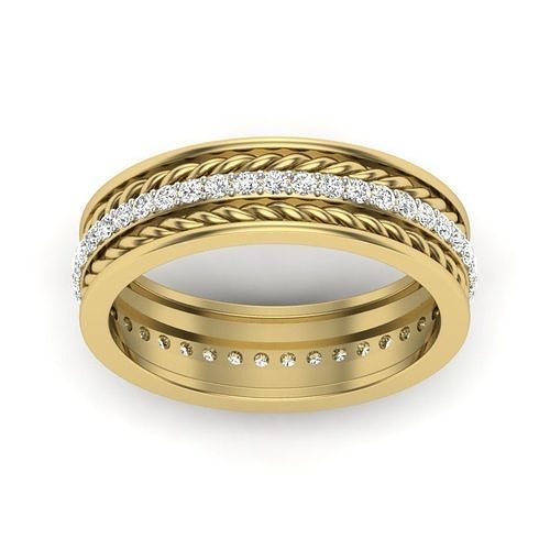 Band 3dm Render details braided gold wedding with diamonds 3D model 3D ...