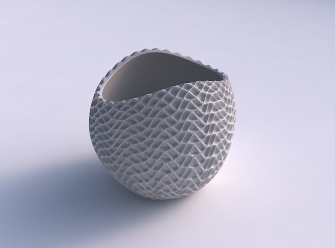 Bowl compressed 3 with wavy grid piramides 3D model 3D printable | CGTrader
