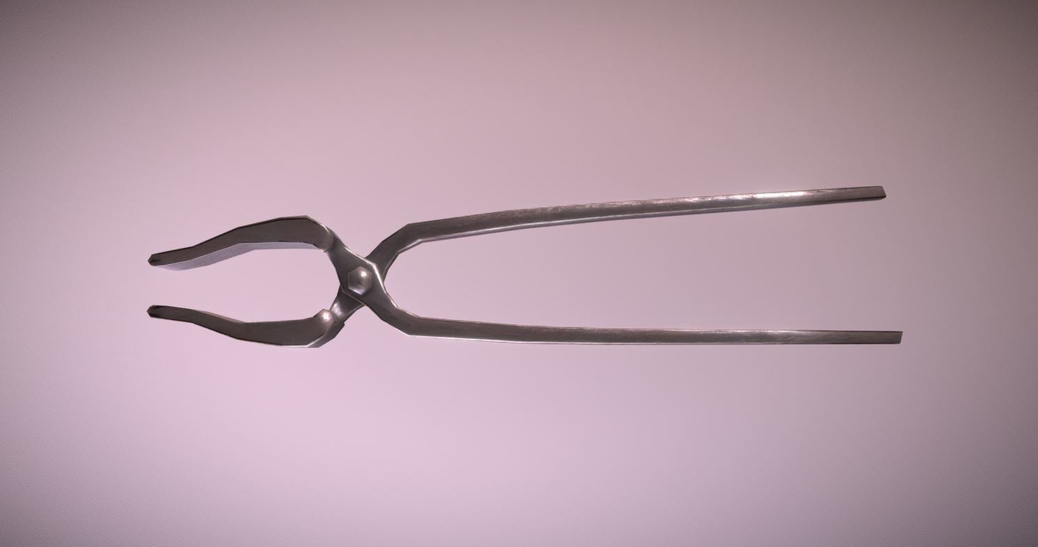 3D model Low-Poly Medieval Tongs Blacksmith Editorial License VR / AR ...