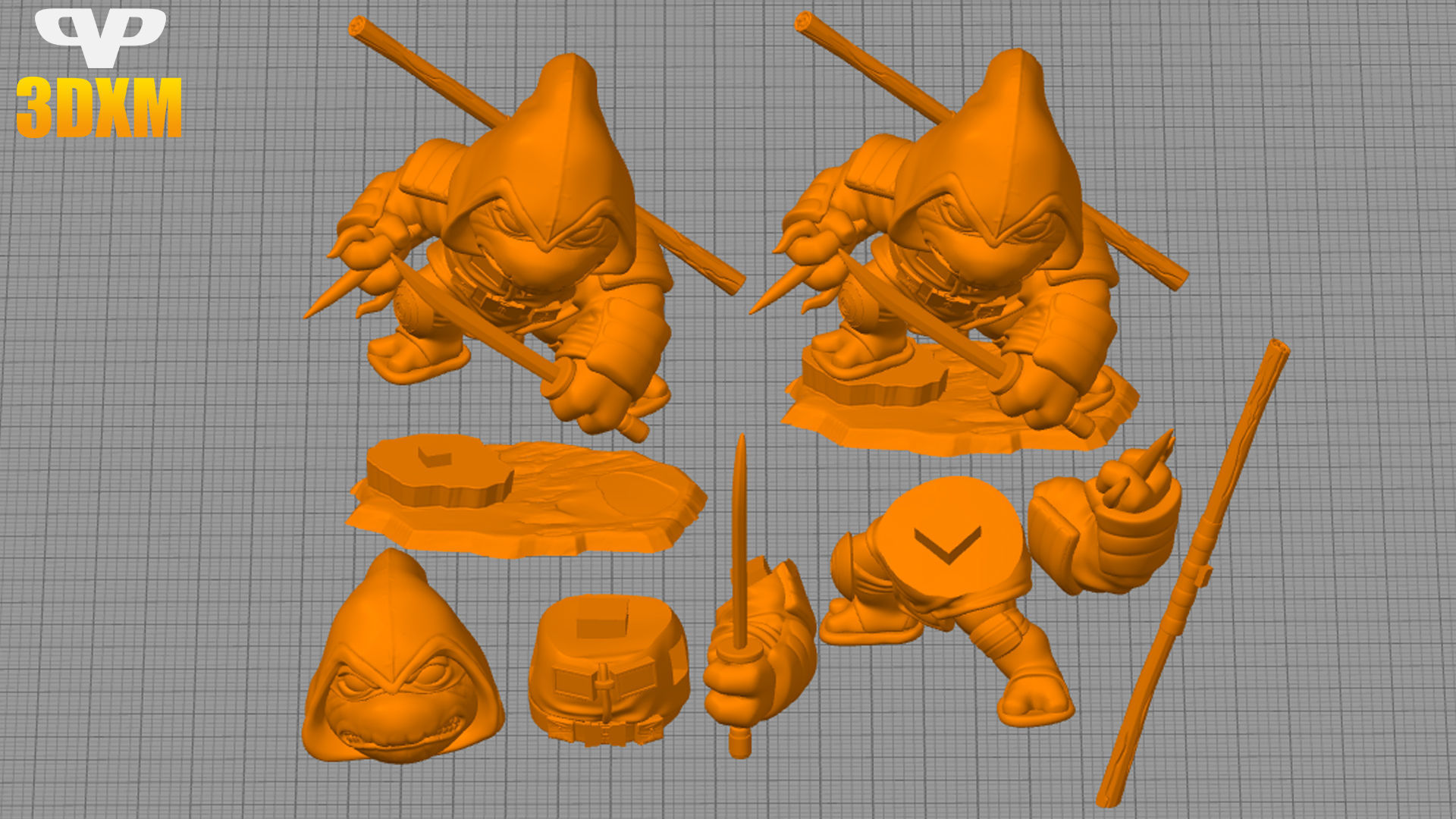 Last Ronin Michelangelo Chibi STL for 3D Printing ChibiSTL 3DXM 3D ...