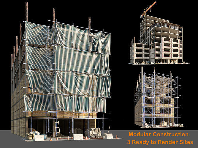 3D model Modular Construction Site Full Bundle VR / AR / low-poly ...