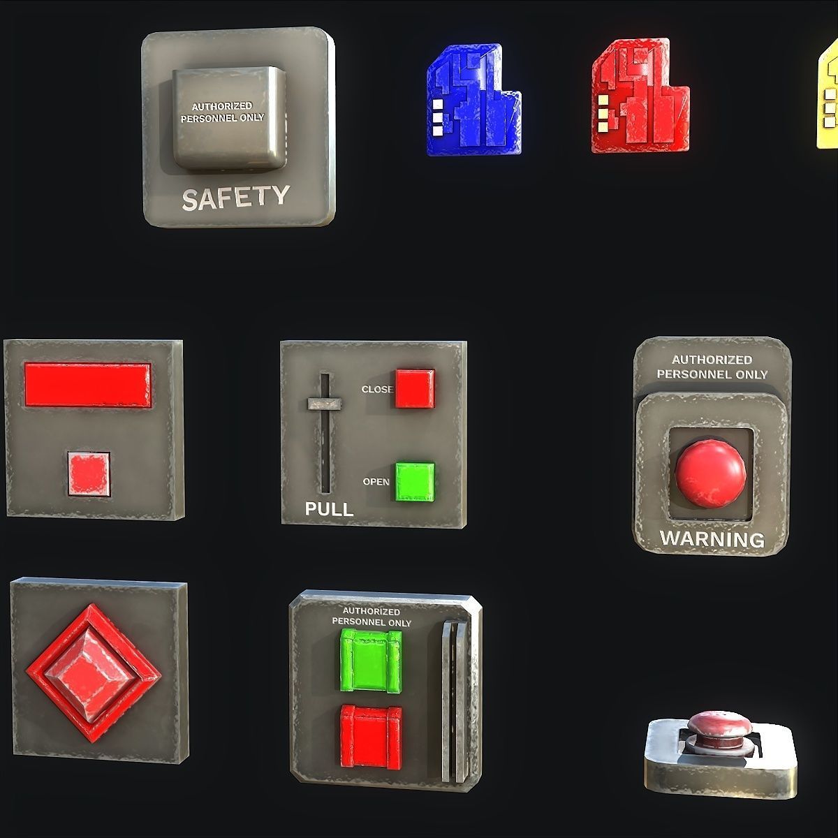 3D model Sci-Fi Button Pack VR / AR / low-poly | CGTrader