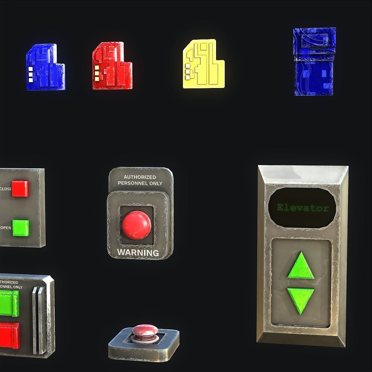 3D model Sci-Fi Button Pack VR / AR / low-poly | CGTrader