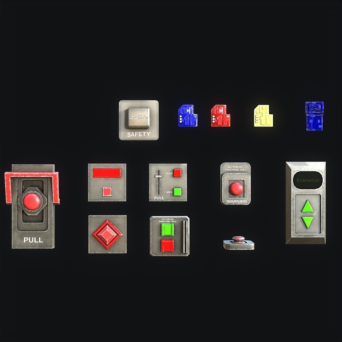3D model Sci-Fi Button Pack VR / AR / low-poly | CGTrader